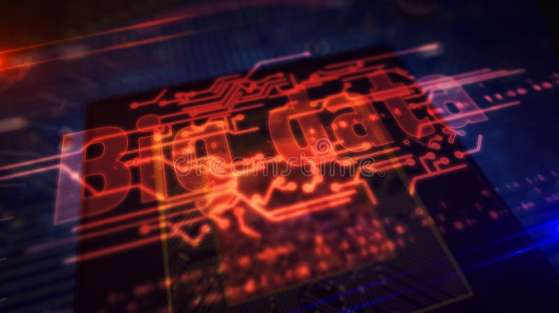 CPU on Board with Big Data Hologram Stock Illustration - Illustration ...