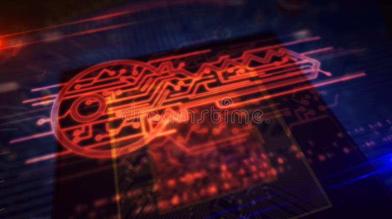 CPU on Board with Bulb Hologram Display Stock Illustration ...