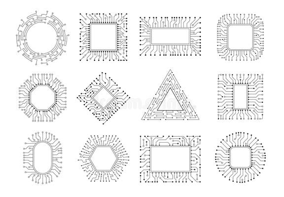 Cpu Borders. Electronic Chip Stylized Frames Recent Vector Template of ...