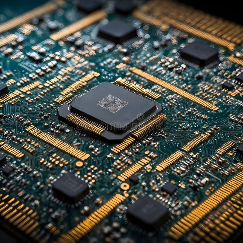 AI Generated Illustration of a Close-up of Microchips and Transistors ...