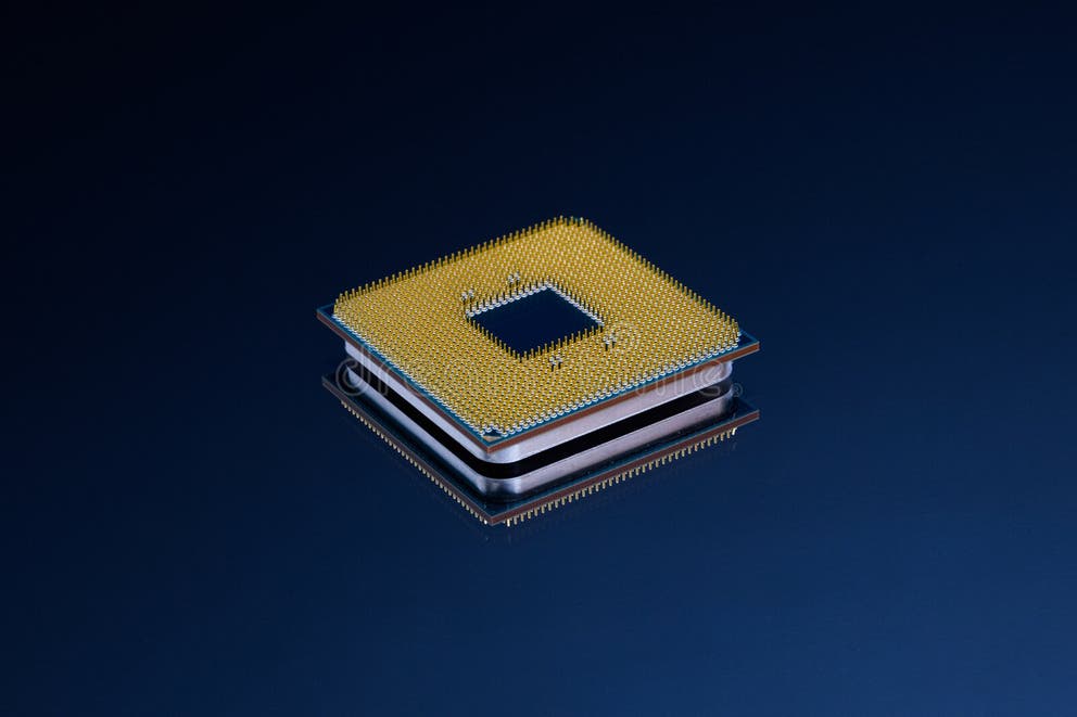 Pin Side of CPU Central Processing Unit or Microchip Computer Isolated ...