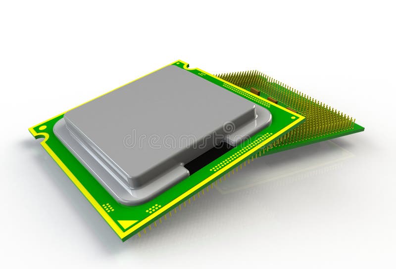 CPU Central Processing Unit Microchip Isolated on White Background ...