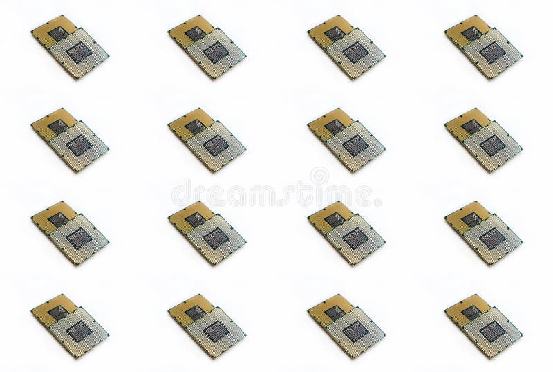 Cpu Central Processing Unit Pattern or Microchip Computer Set on White ...