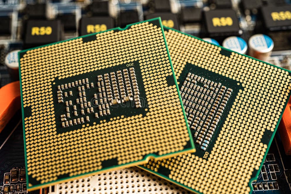 CPU, Central Processor Unit Chip Chip on Circuit Board in PC and Laptop Computer Technology ...