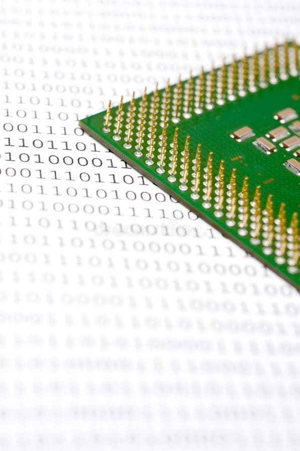 Computer CPU Chip on Binary Code Stock Photo - Image of data, calculate ...
