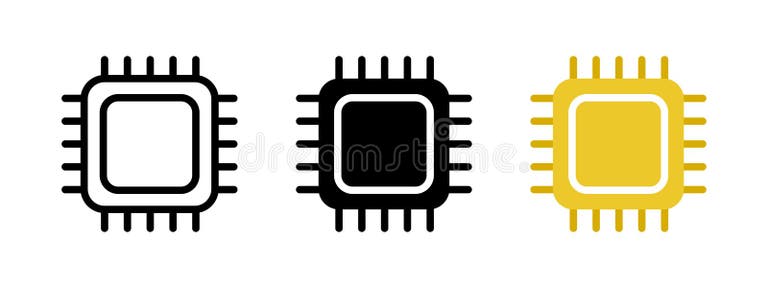 CPU Chip Icon. Central Processor Symbol. Chipset Core Vector Illustration. Microchip Sign Stock ...