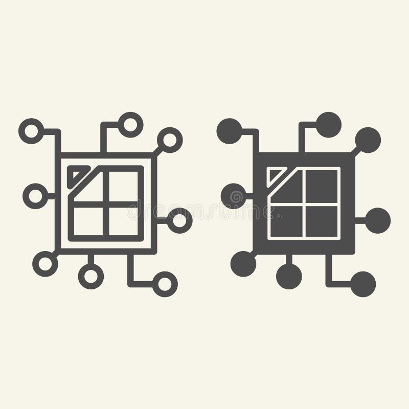 Cpu Chip Line and Glyph Icon. Processor Vector Illustration Isolated on ...