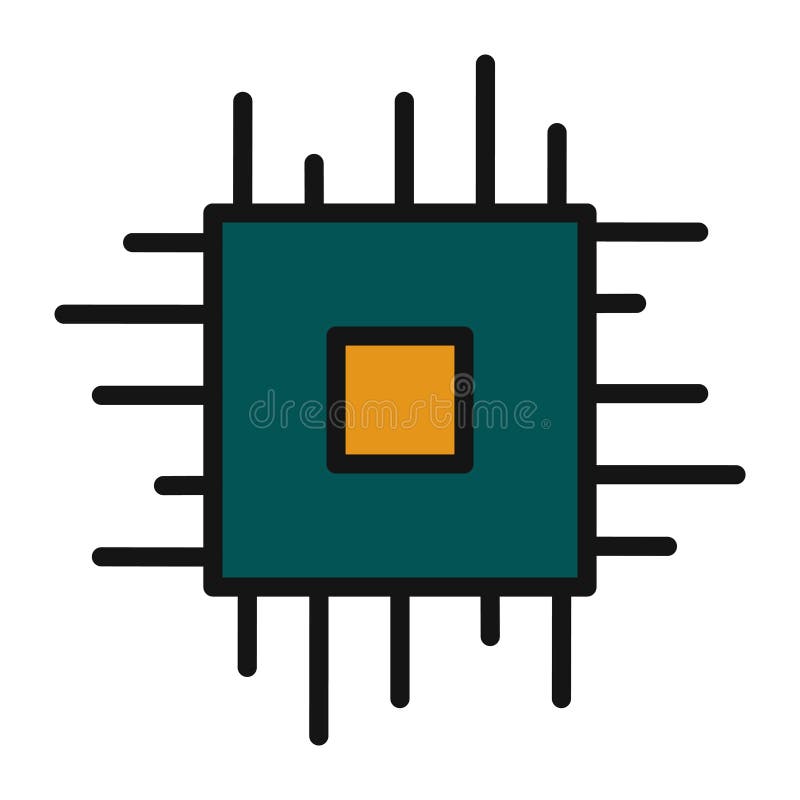 Hardware Chip Icon Line Isolated on White Background. Black Flat Thin Icon on Modern Outline ...