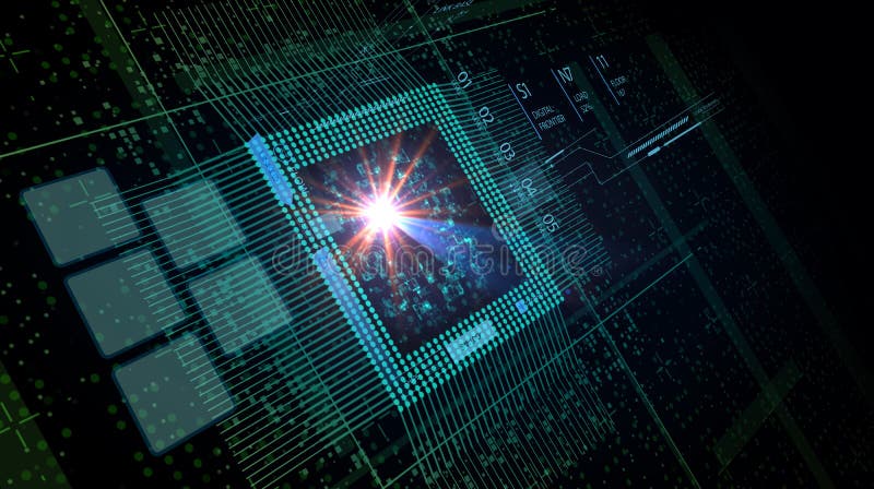 Cpu Chip On Motherboard Abstract 3d Render Of A Computer Processor