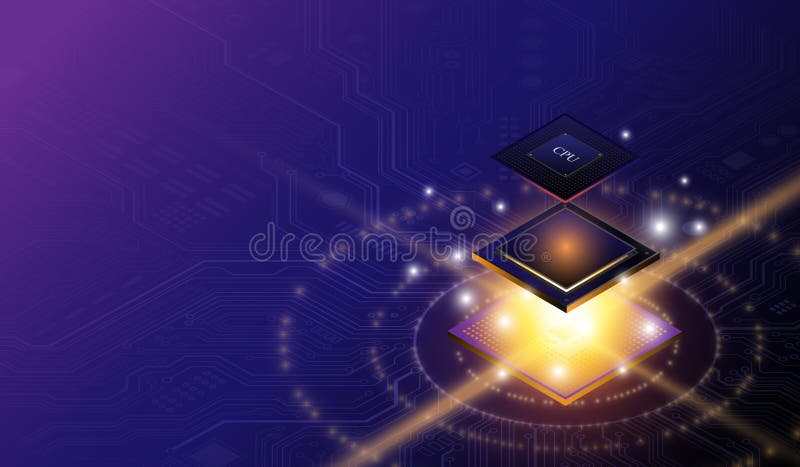 CPU Chip on Motherboard.Futuristic Microchip Processor. Stock Vector - Illustration of ...
