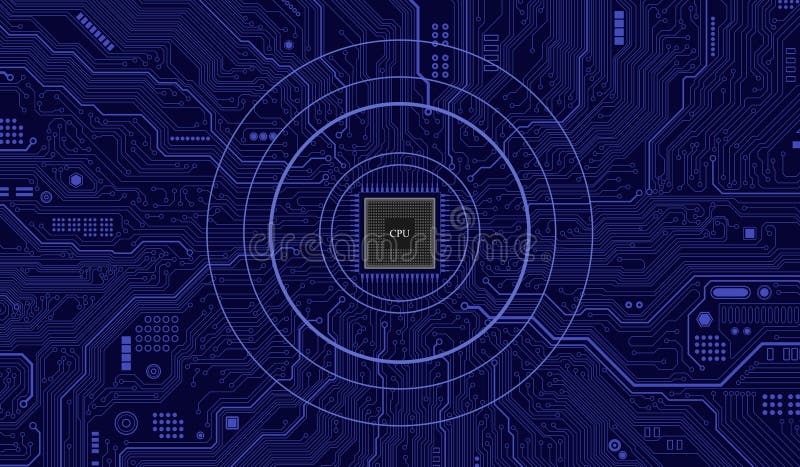 CPU Chip on Motherboard.Futuristic Microchip Processor. Stock Vector - Illustration of central ...