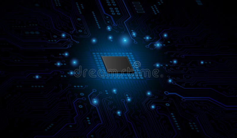 CPU Chip on Motherboard.Futuristic Microchip Processor. Stock Vector ...