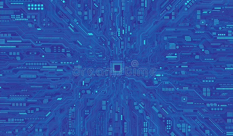 CPU Chip on Motherboard.Futuristic Microchip Processor. Stock Vector ...