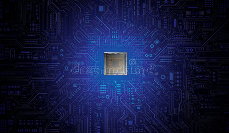 CPU Chip on Motherboard.Futuristic Microchip Processor. Stock Vector ...