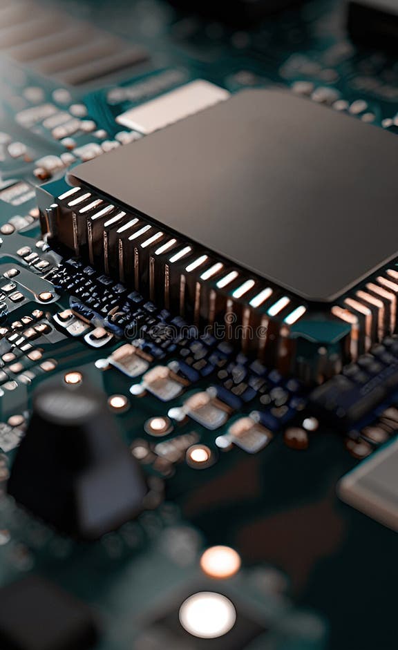 Processor Computer Chip on a Cicuit Board with Microchips and Other ...