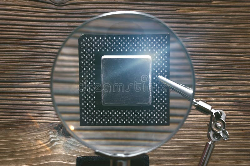 Cpu chip. stock image. Image of chip, retro, stand, magnifying - 132707129