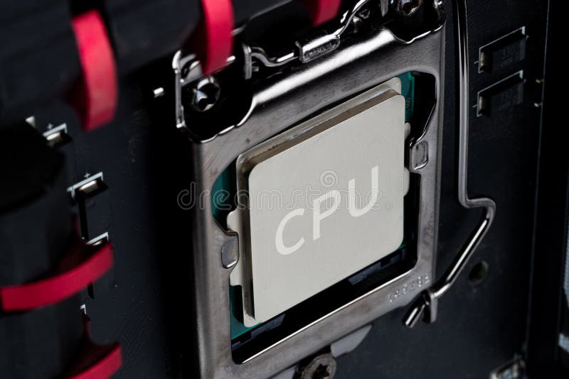 Cpu Chip in Socket on Motherboad Stock Photo - Image of close ...