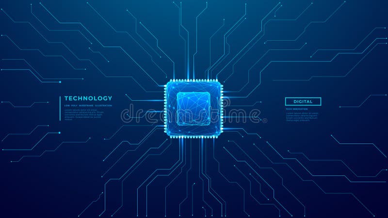 CPU Chip on Technology Blue Background. Circuit Board and Core Stock ...