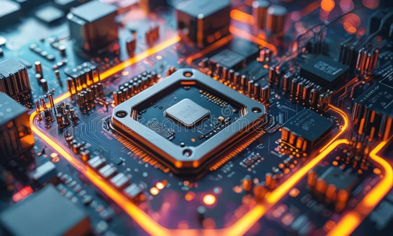 Cpu chip on top computer stock illustration. Illustration of chipset ...