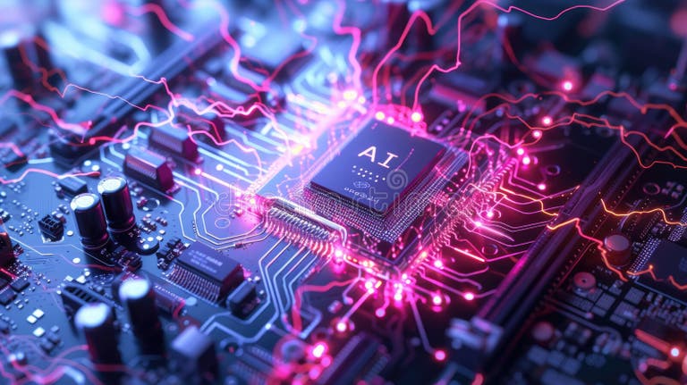 CPU Chips Circuit Board, Shiny AI Processor and Microchips. Core of ...