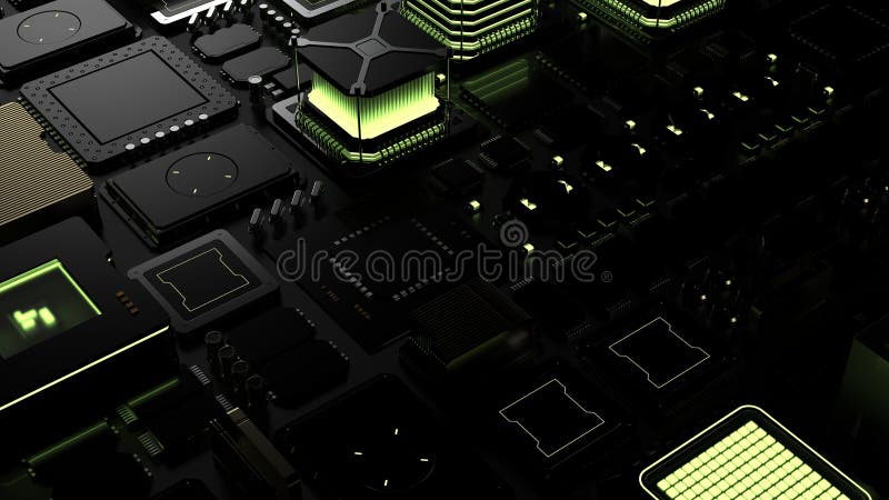 CPU Chips on the Motherboard . Stock Illustration - Illustration of ...