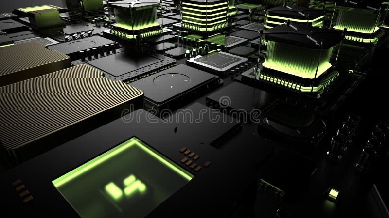 CPU Chips on the Motherboard . Stock Illustration - Illustration of ...