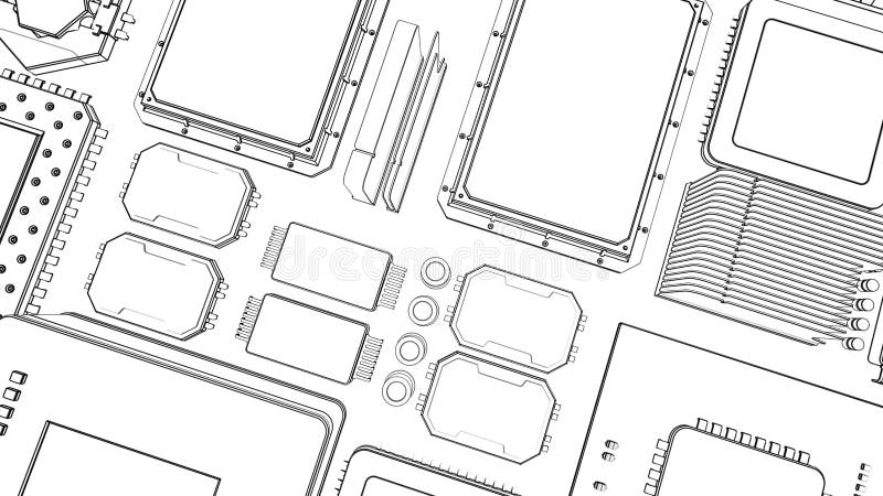 CPU Chips on the Motherboard Stock Illustration - Illustration of ...