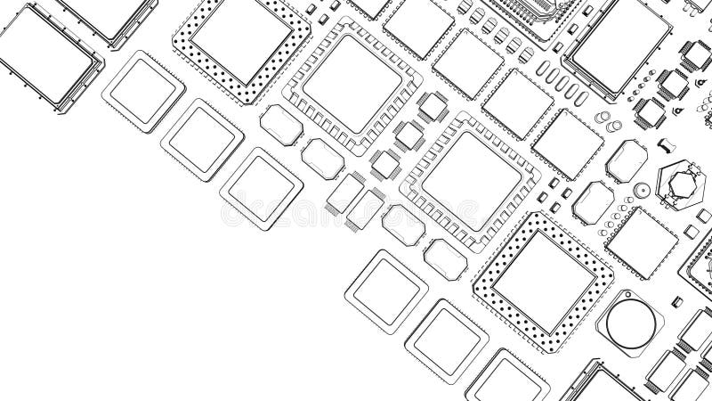 CPU Chips on the Motherboard Stock Illustration - Illustration of ...
