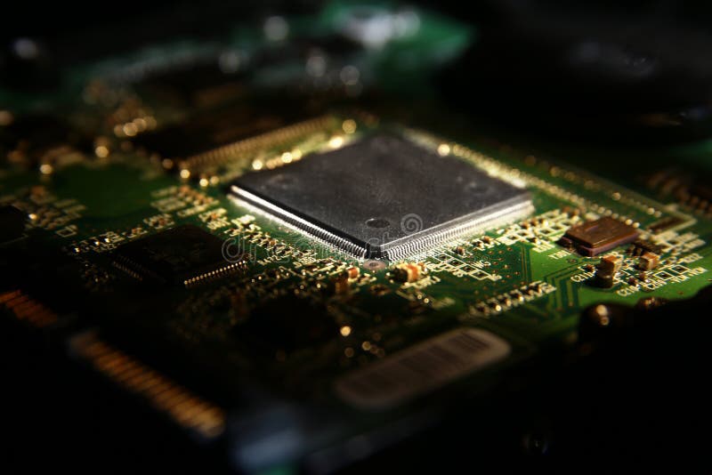 Cpu Chipset on Printed Circuit Board Pcb with Electronic Components ...