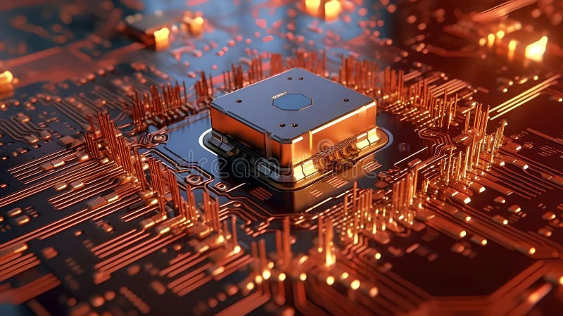 The CPU on the Circuit Board Stock Illustration - Illustration of ...