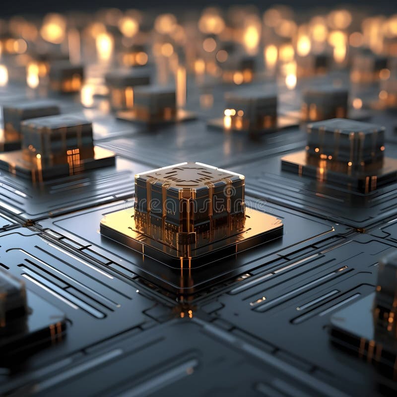 The CPU on the Circuit Board Stock Illustration - Illustration of ...