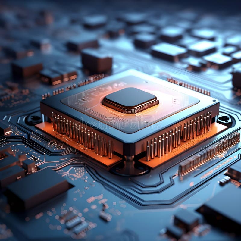 The CPU on the Circuit Board Stock Illustration - Illustration of ...