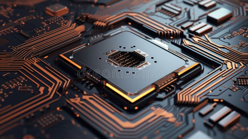 The CPU on the Circuit Board Stock Illustration - Illustration of ...