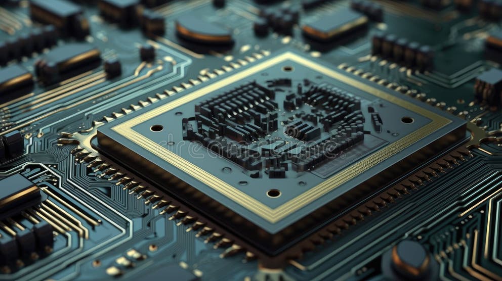 The CPU on the Circuit Board Stock Illustration - Illustration of ...