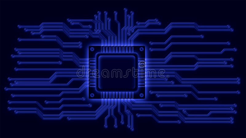 CPU and circuit lines stock illustration. Illustration of computing ...