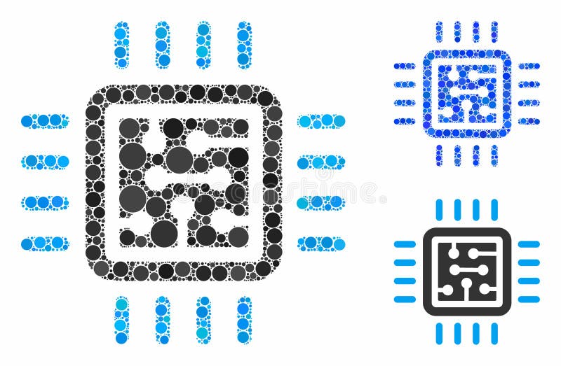 CPU Circuit Mosaic Icon of Circles Stock Vector - Illustration of ...