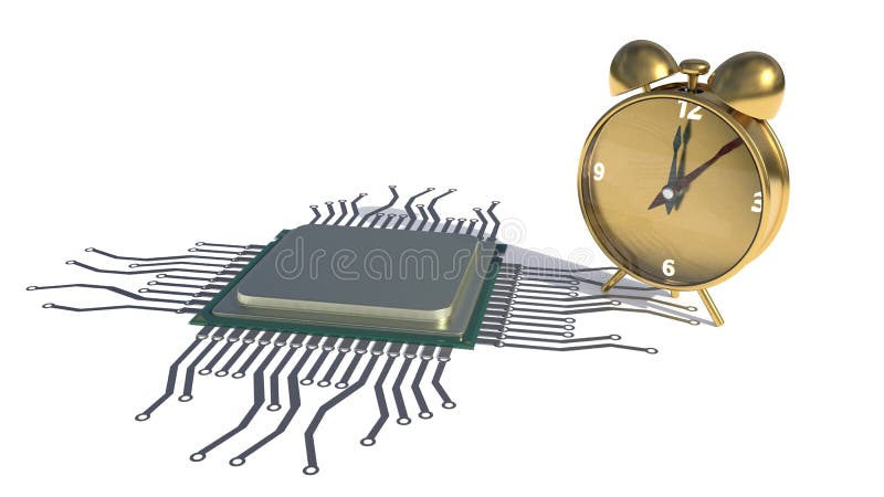 CPU and Clock, 3d Rendering Stock Illustration - Illustration of render ...