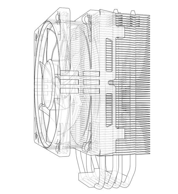 Cpu Coller Concept. Vector stock vector. Illustration of blueprint ...