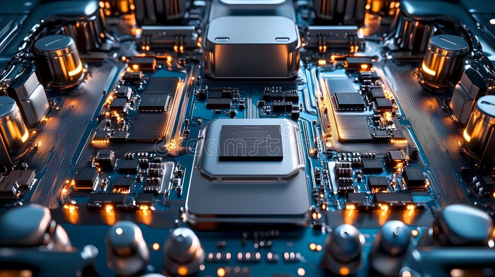Cpu and Components Creating Futuristic Computer Motherboard Stock Photo ...