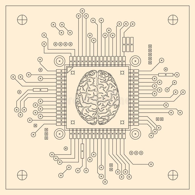 CPU - computer brain stock vector. Illustration of mental - 31357883