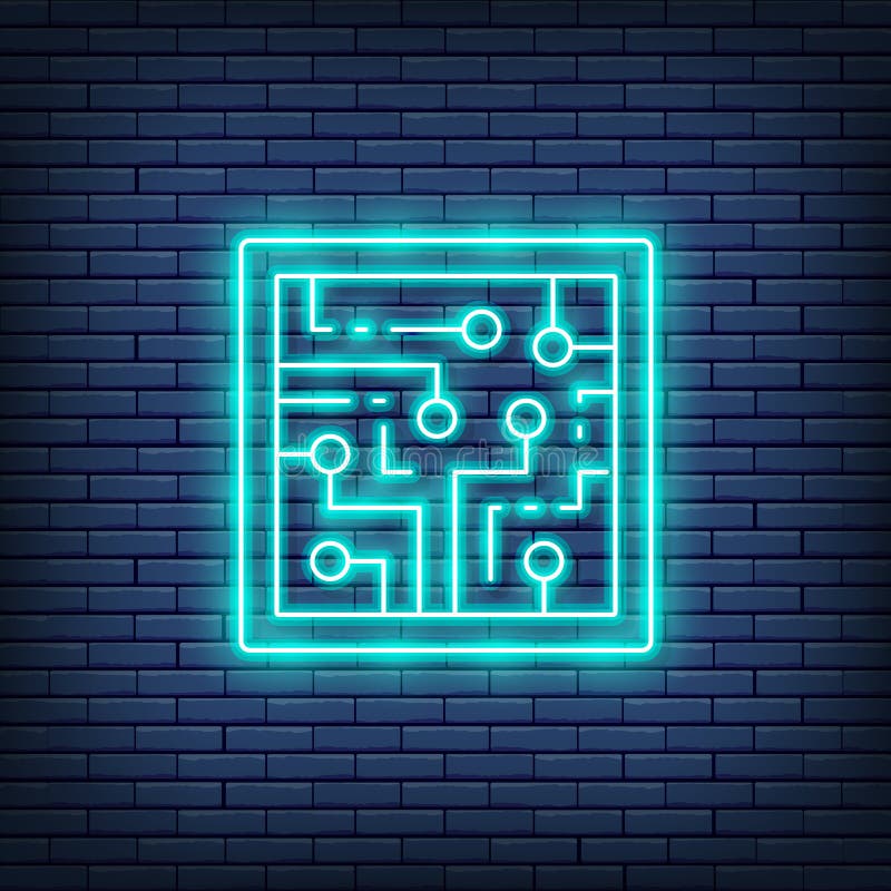CPU, Computer Chip, Electronic Circuit, Processor Neon Sign. Stock ...