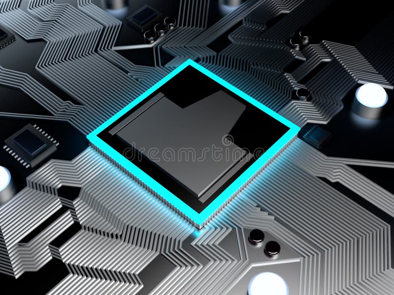 A CPU on a Computer Chipset or Mainboard Stock Illustration ...
