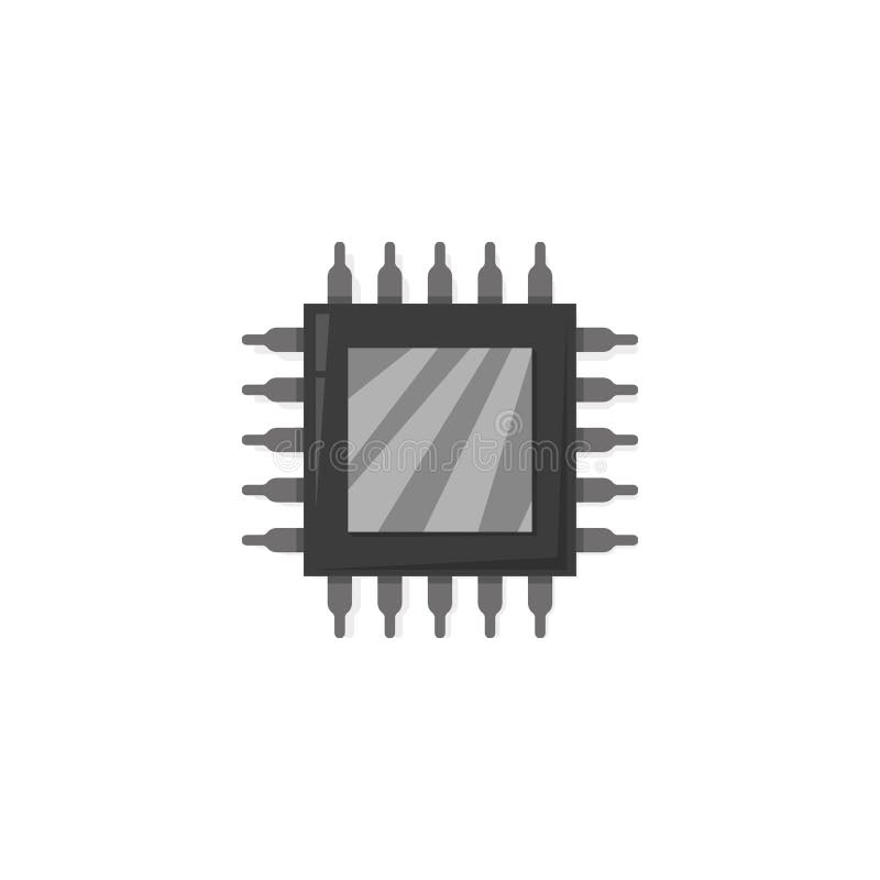 CPU Computer Microchip in Flat Style, Vector Stock Vector ...