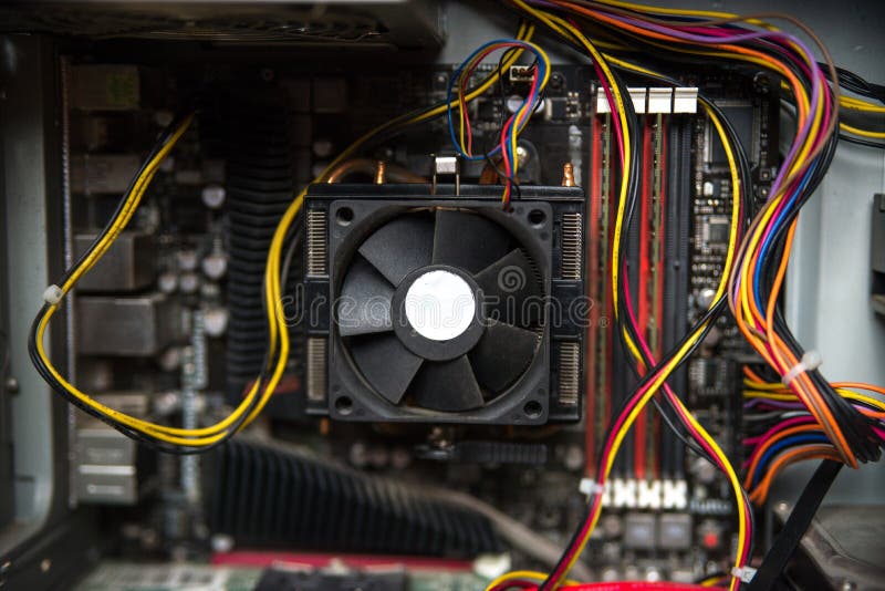 CPU Cooler on the Computer& X27;s Motherboard. Close Up View. Stock ...