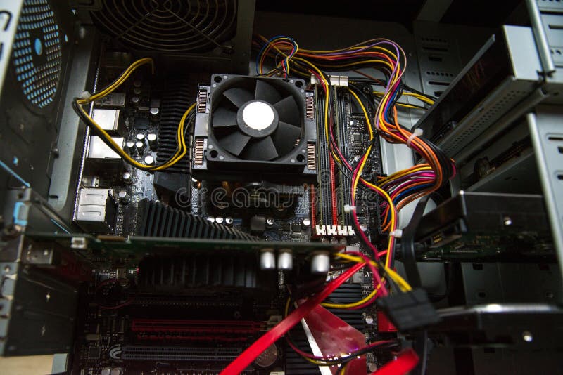 CPU Cooler on the Computer& X27;s Motherboard. Close Up View. Stock ...