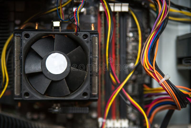 CPU Cooler on the Computer& X27;s Motherboard. Close Up View. Stock ...