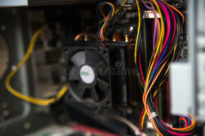 CPU Cooler on the Computer& X27;s Motherboard. Close Up View. Stock ...