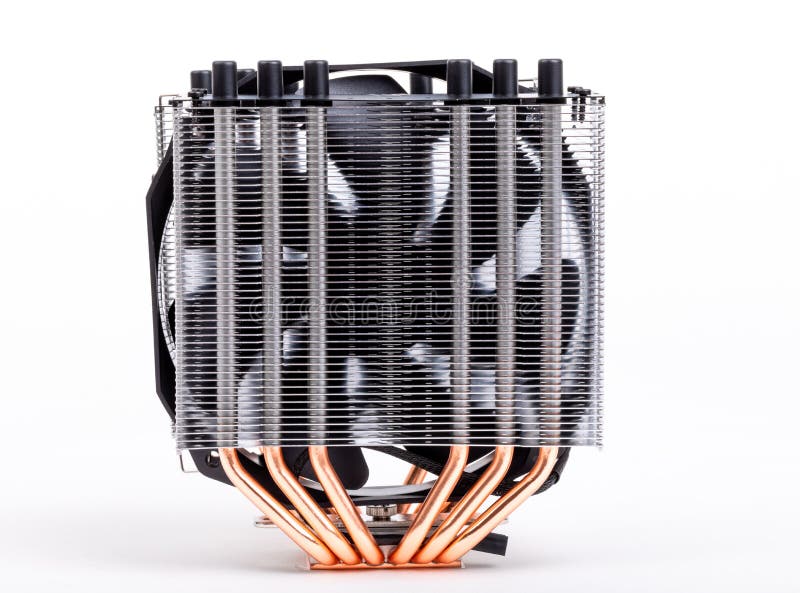 CPU Cooler with Heat-pipes on White Stock Image - Image of power ...