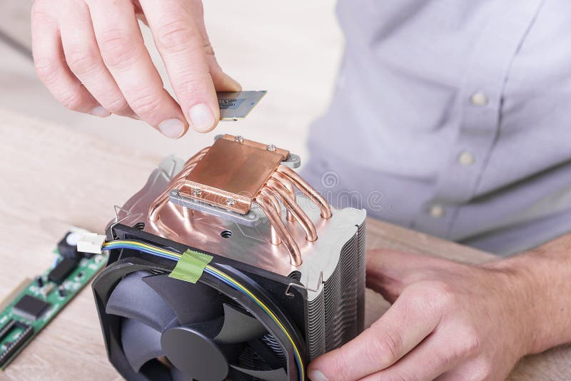 Cpu cooler installation stock image. Image of chip, cooling - 64743039