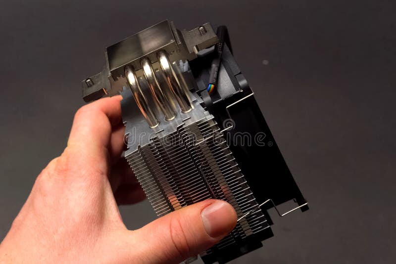 CPU Cooling System. Cooler with Radiator on the Motherboard Stock Image ...